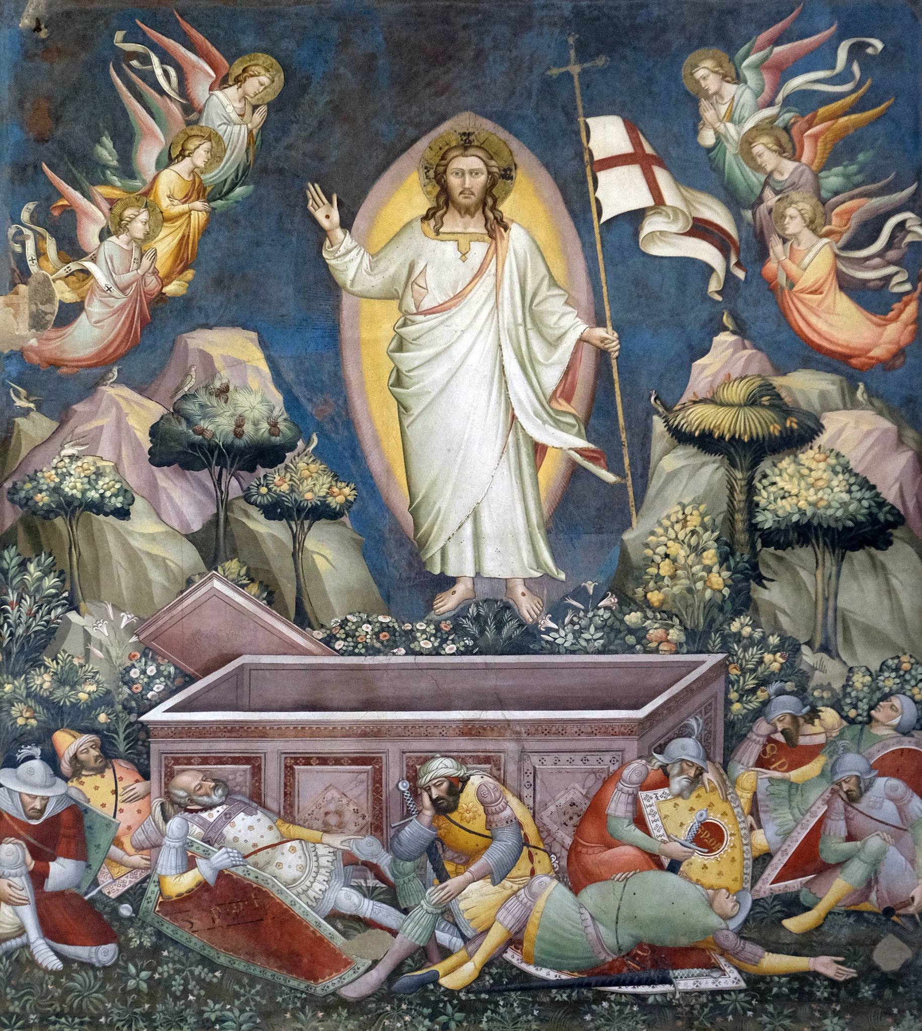 Resurrection, fresco by Niccolo di Pietro Gerini, Sacristy in Basilica ...
